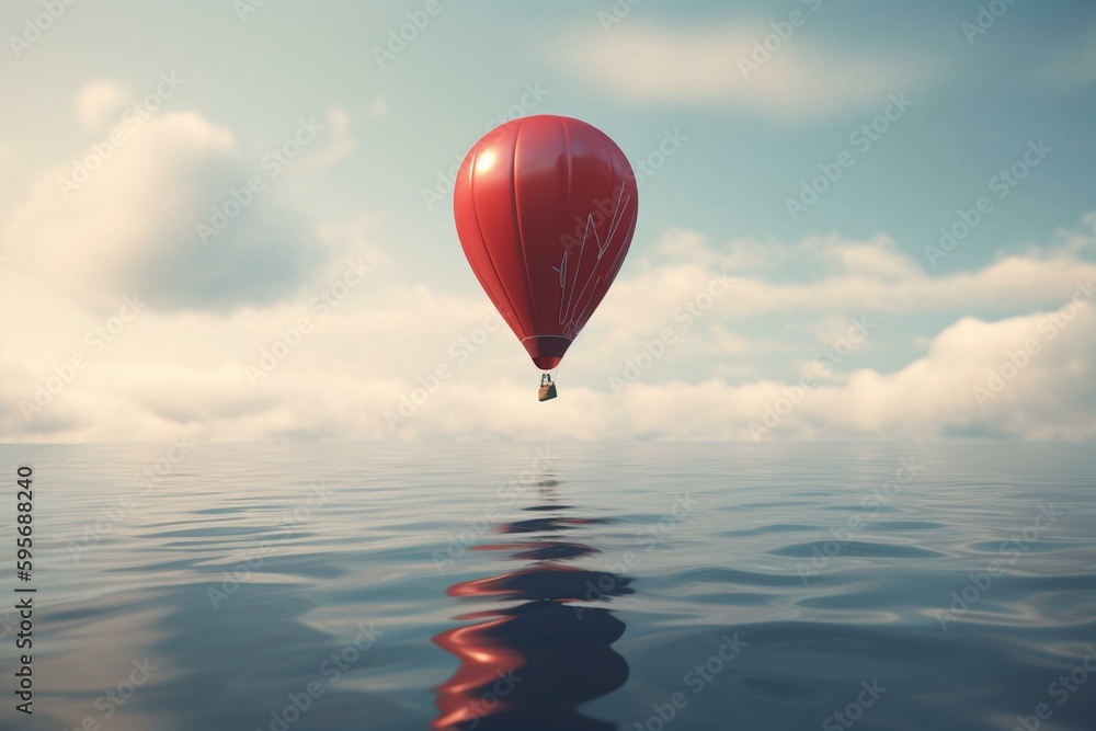 Minimal surreal illustration of a balloon soaring high in the sky ...