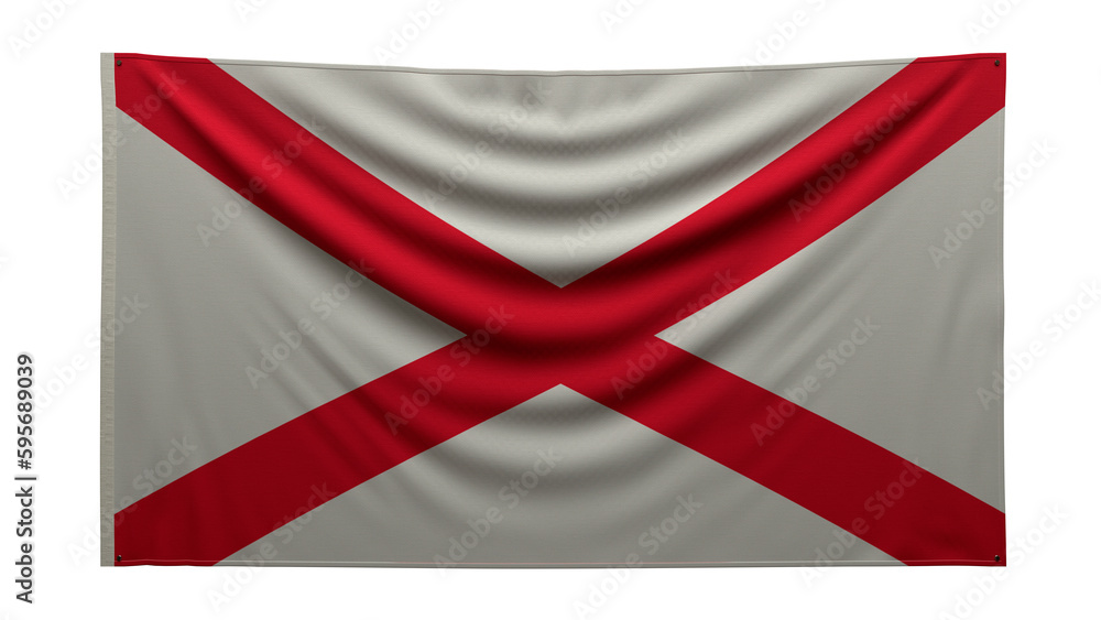 Textured flag. The flag of Alabama hangs on the wall. Texture of dense ...