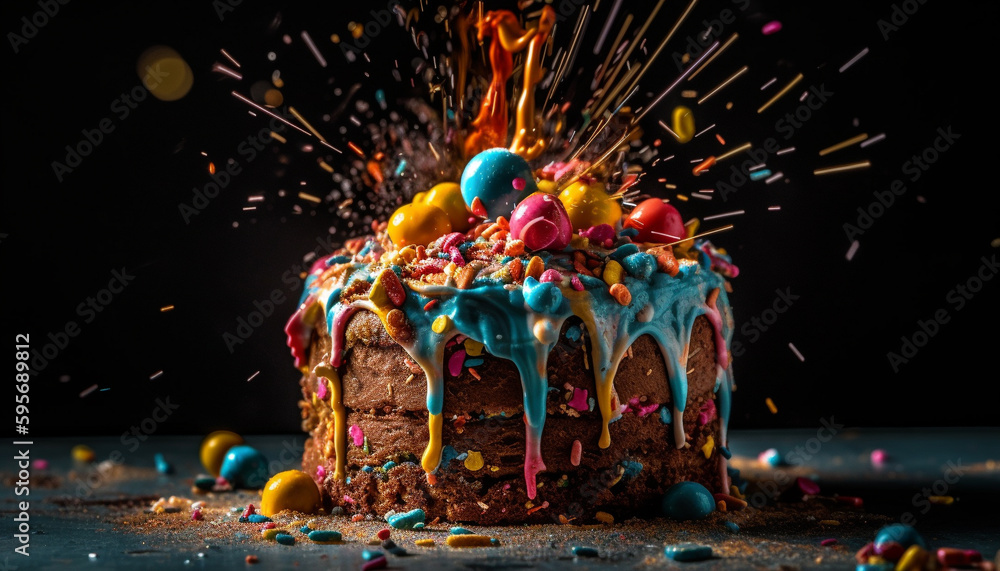 Birthday Cake Smash Explosion with Flying Sprinkles and Bold Colors ...