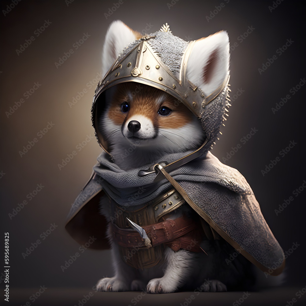 Pixar Style Tiny cute and adorable snow fox adventurer dressed in ...