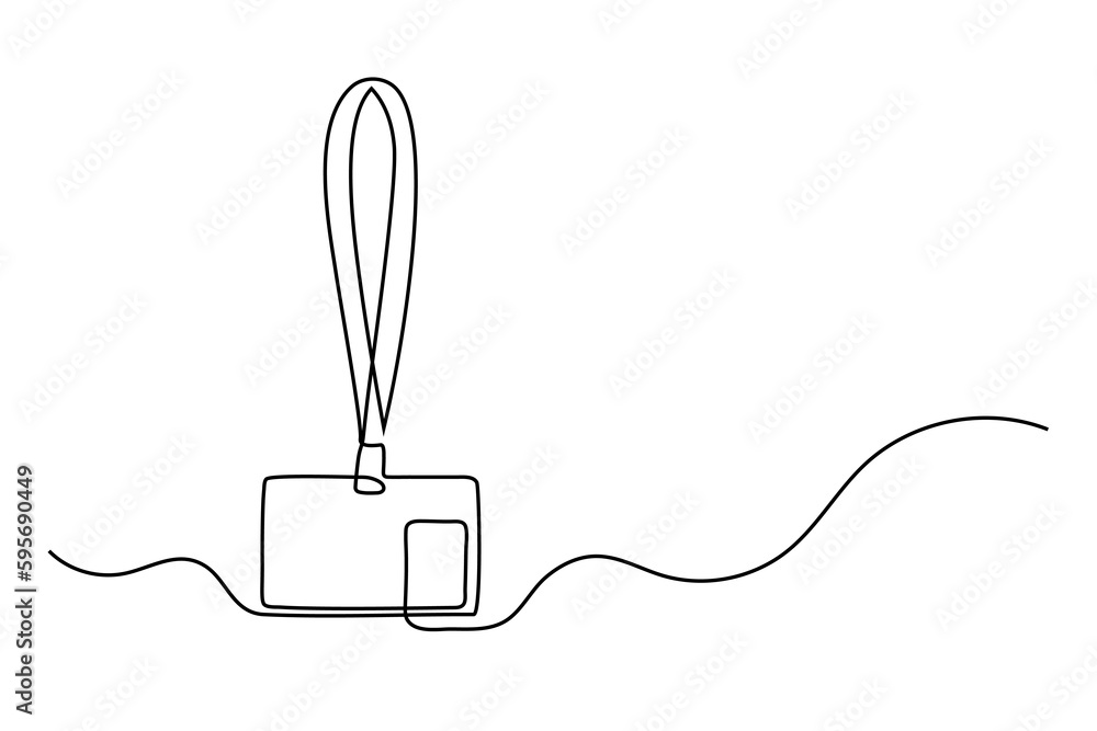 Continuous line drawing badges id cards holders isolated on white ...