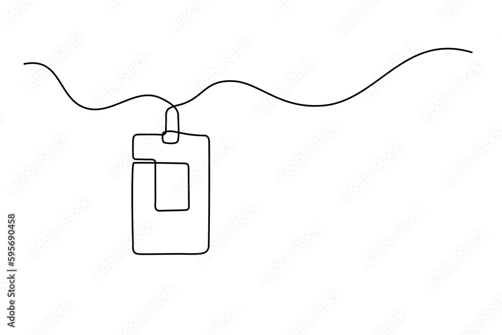 Continuous line drawing badges id cards holders isolated on white ...