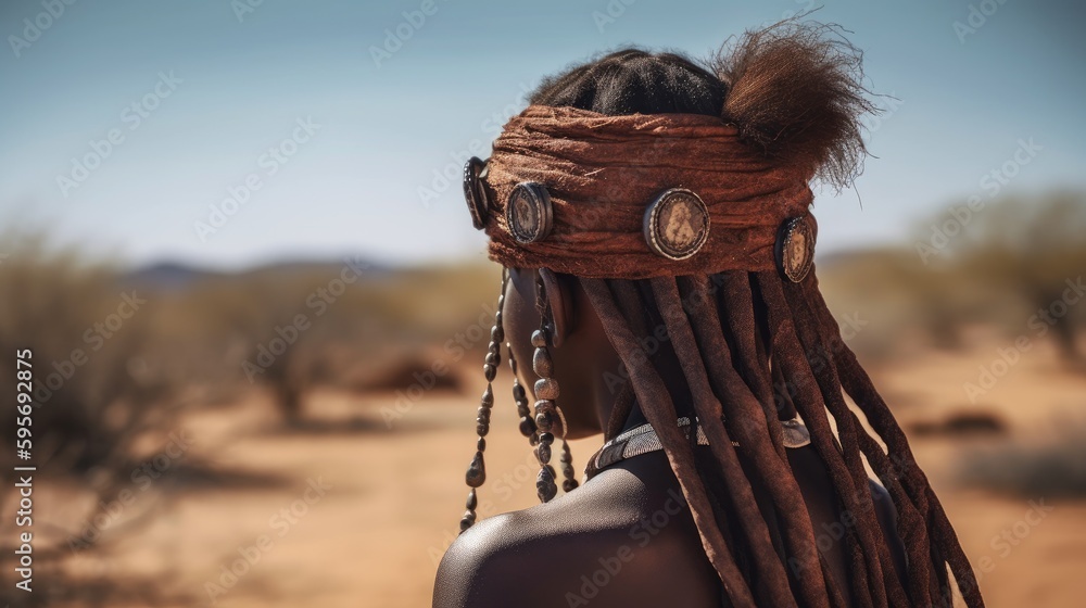 A young girl from the Himba tribe in Namibia wearing a traditional ...