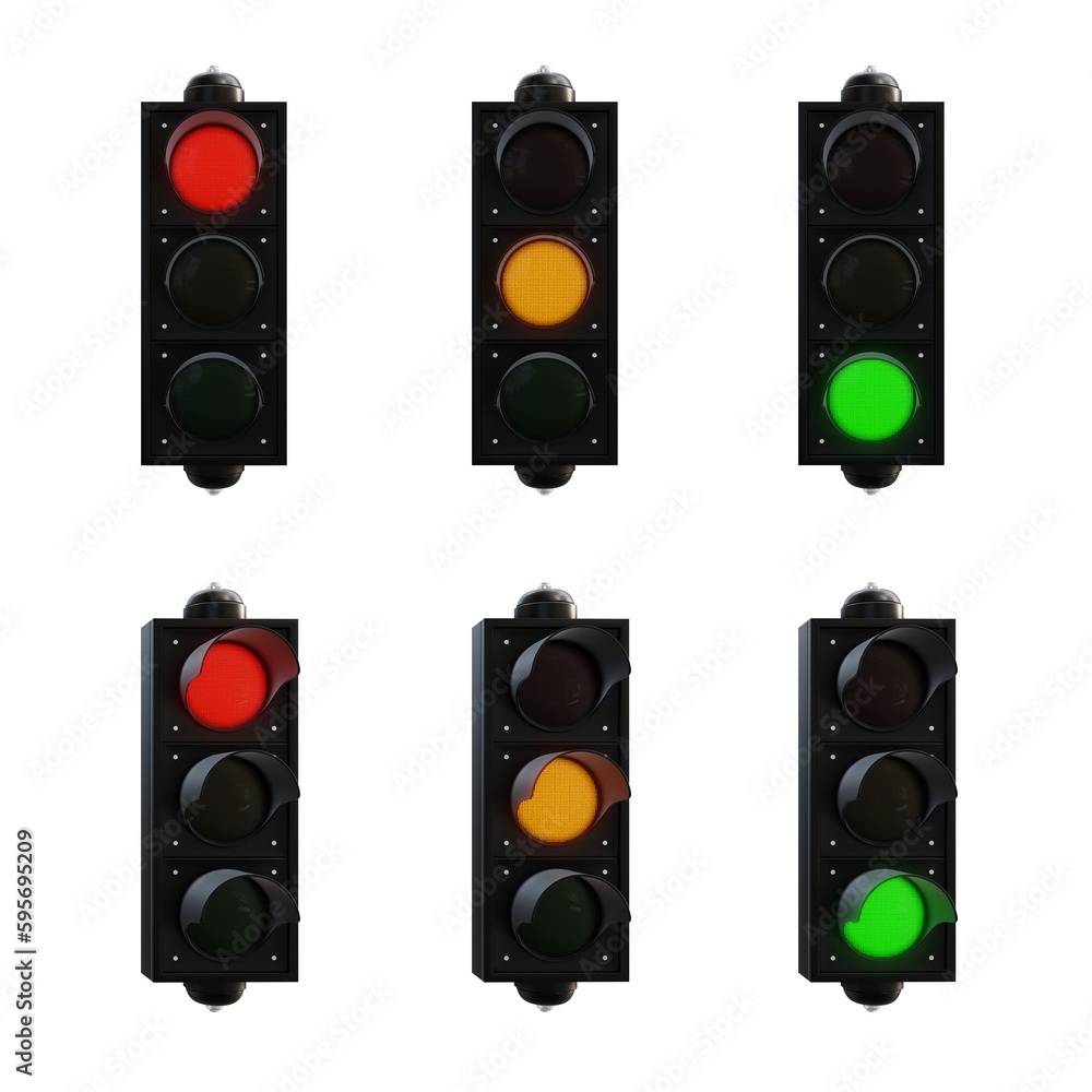 Traffic lights isolated on transparent background. 3D rendering Stock ...