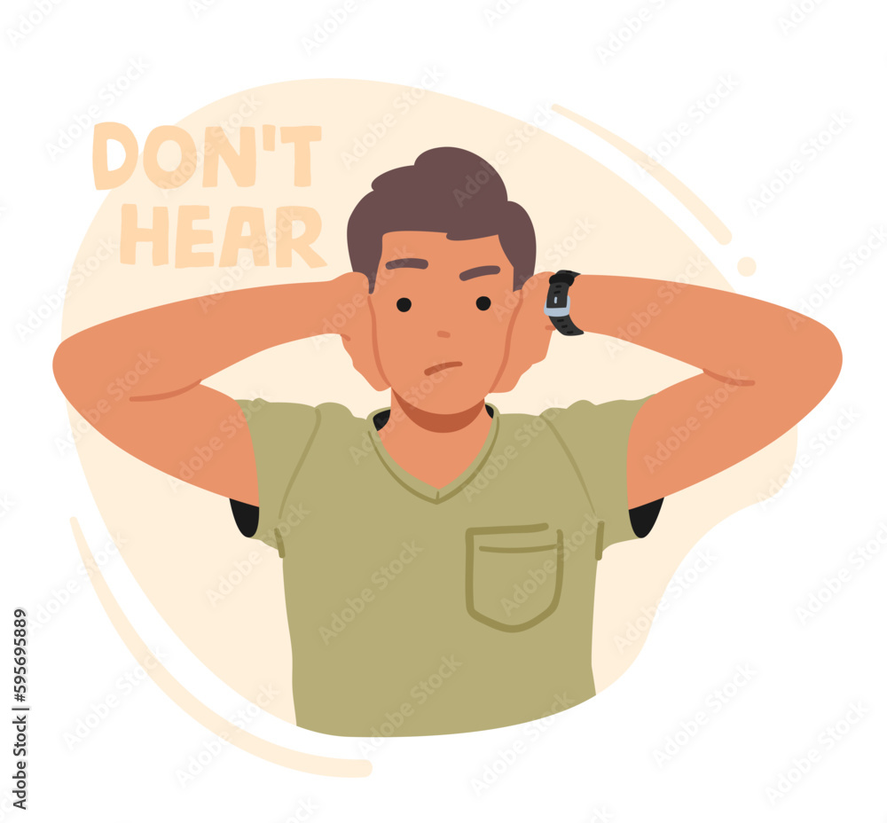 Male Character Refuse to Listen Evil. Human Emotional Balance and Body ...