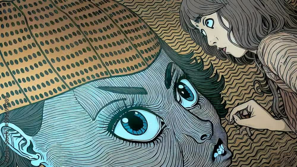 Generative ai animation of cartoon illustration of a woman portrait ...