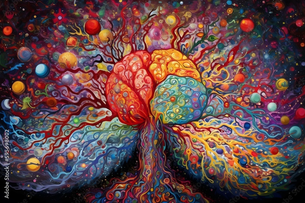 hypermaximalist synesthesia trippy human brain exploding sharp focus ...