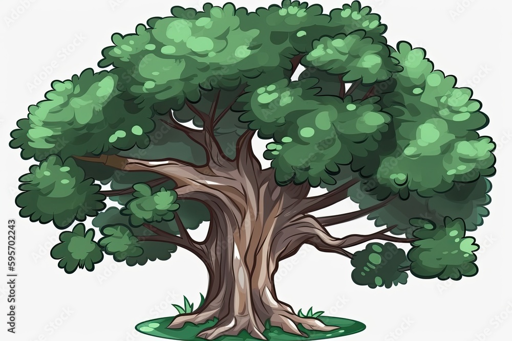 Cartoon Tree With Leaves And Branches