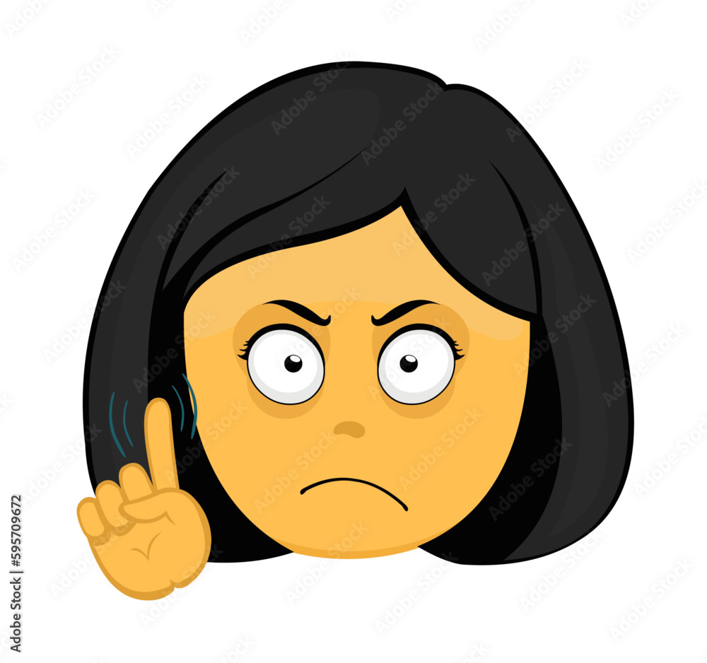 vector illustration emoticon face woman cartoon yellow saying no with ...