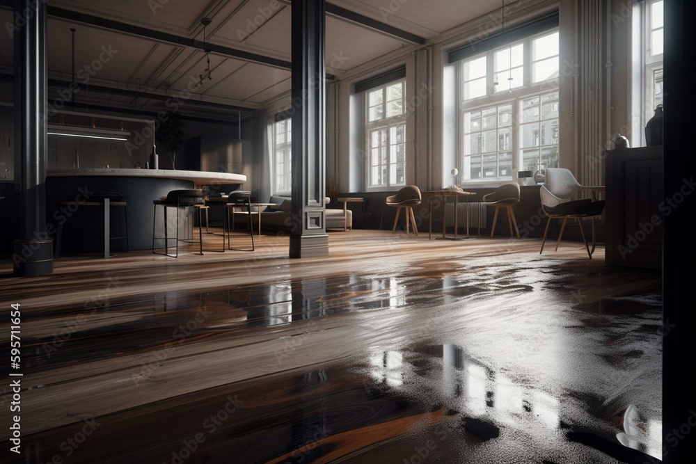 Installation of even floors, depicted in 3D. Generative AI Stock ...