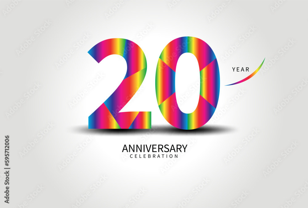 20 Year Anniversary Celebration Logo colorful vector, 20 Number Design ...