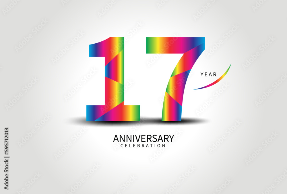 17 Year Anniversary Celebration Logo colorful vector, 17 Number Design ...