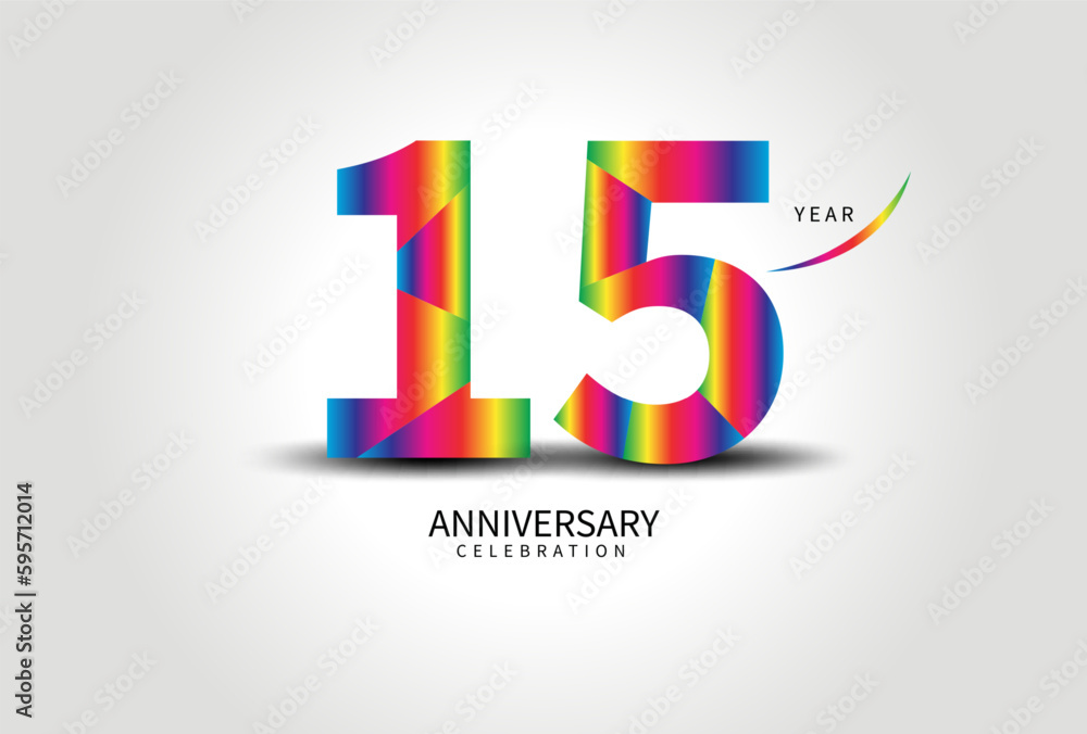 15 Year Anniversary Celebration Logo colorful vector, 15 Number Design ...