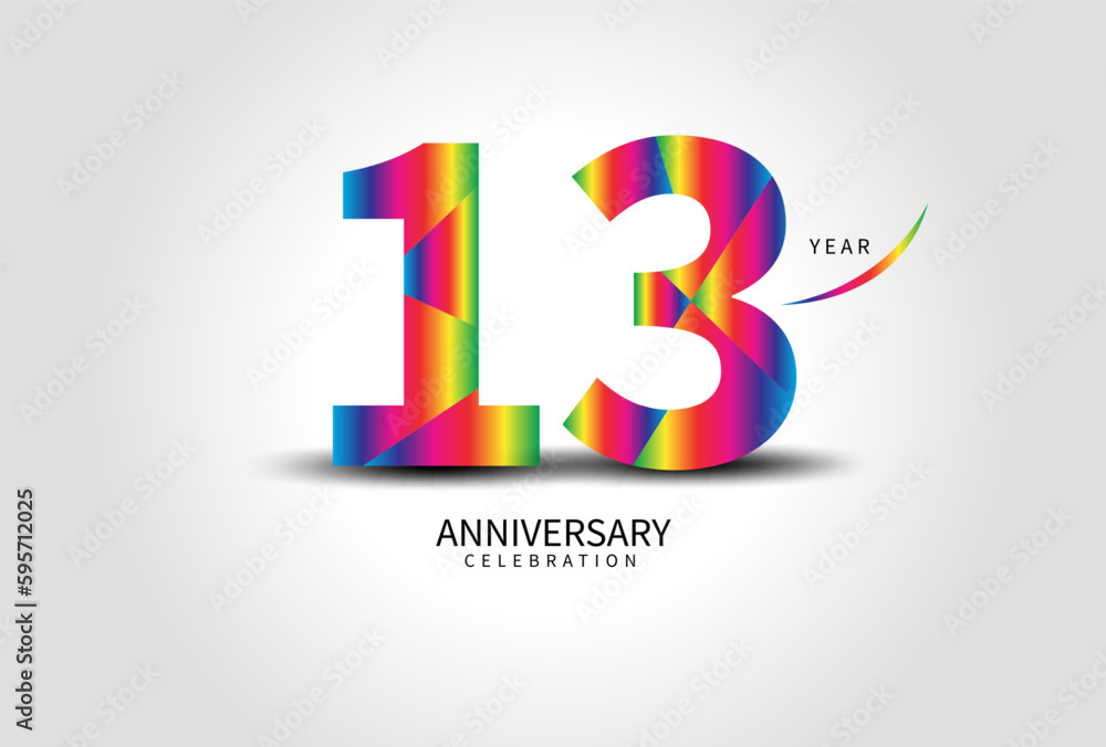13 Year Anniversary Celebration Logo colorful vector, 13 Number Design ...