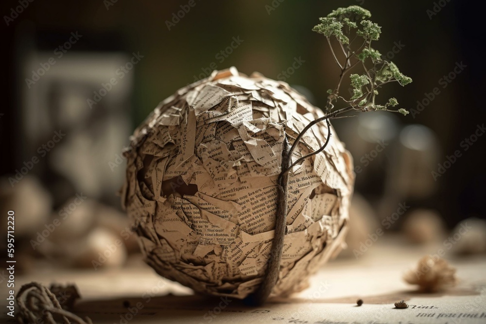 Eco-friendly idea: recycled paper Earth with tree. Celebrate nature ...