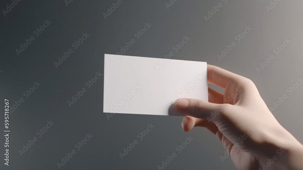 Hand hold blank plain white business card design mockup. Clear calling ...