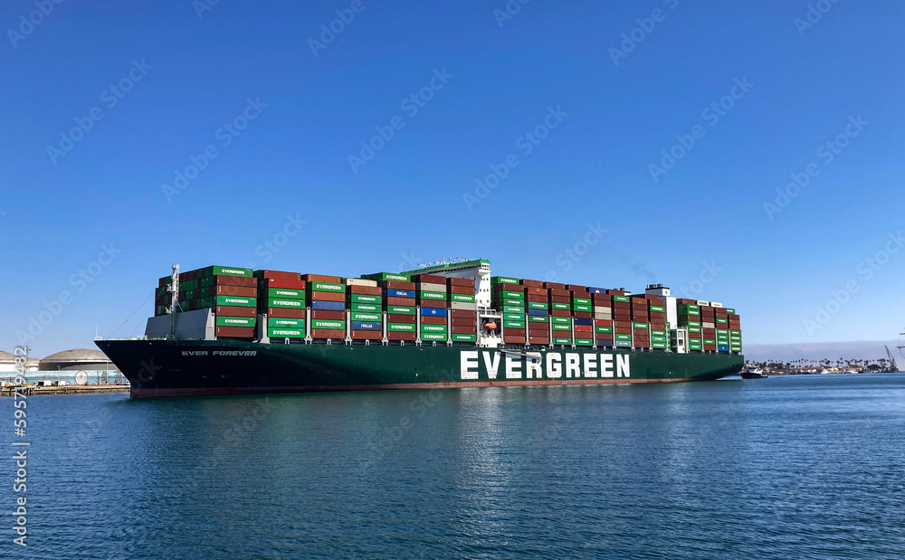 Los Angeles, California USA - April 10, 2023: Container ship Ever ...