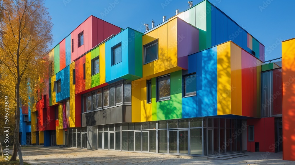 Modern colorful school building positive. Al generated Stock ...