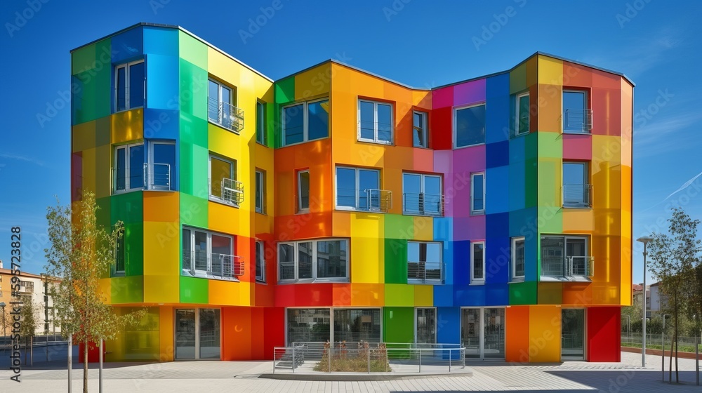Modern colorful school building positive. Al generated Stock ...