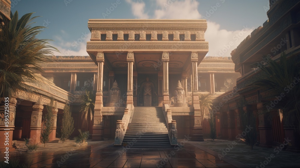old babylonian stone palace, digital art illustration, Generative AI ...