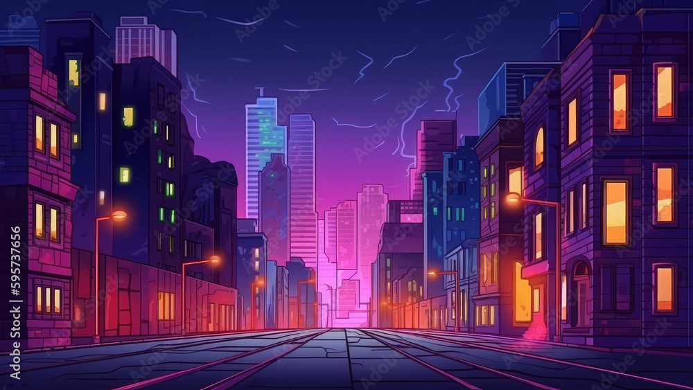 Car drive night road to city cartoon illustration. Cockpit inside view ...