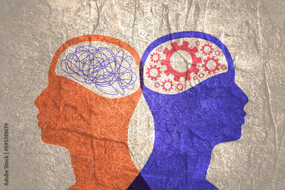 Metaphor bipolar disorder mind mental. Split personality. Concept mood ...