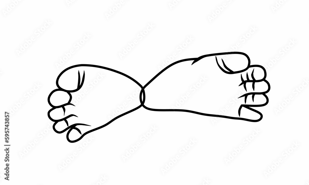 Line art, baby feet. The baby's two feet are visible from the soles of ...