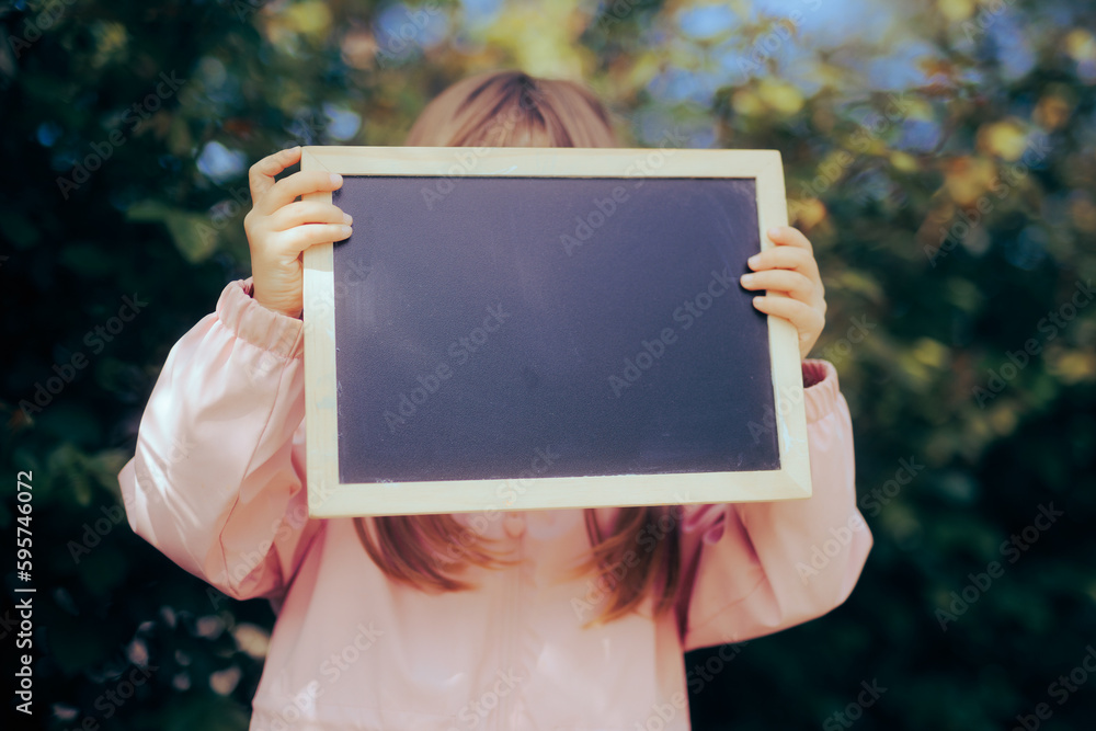 Unrecognizable Child Holding a Blackboard Announcement Placard ...