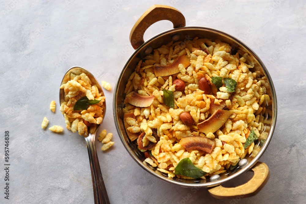 Thick Pohe Chiwda. Diwali special savory snack, made out of puffed rice ...