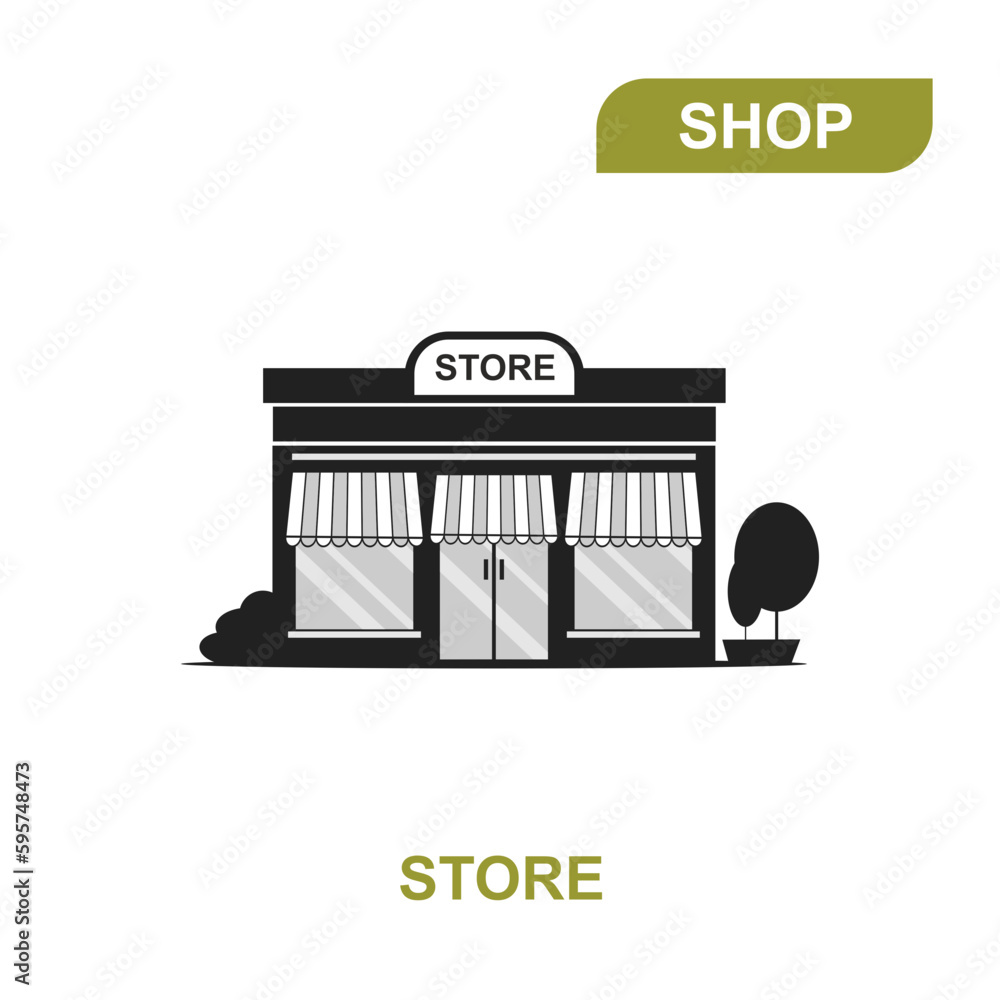 Illustration of a store. Vector icon on transparent background. Flat ...