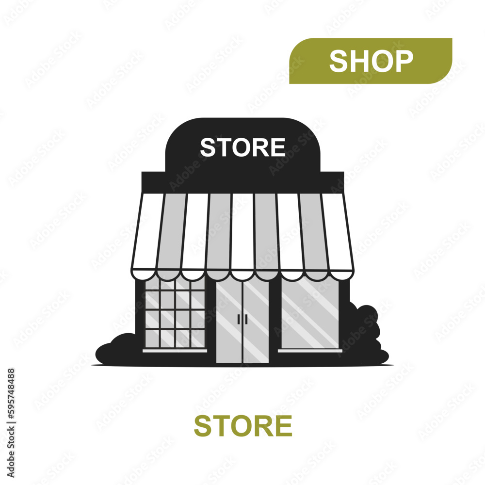Illustration of a store. Vector icon on transparent background. Flat ...