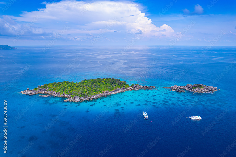 aerial view of the Islands Andaman Sea, with natural blue waters ...