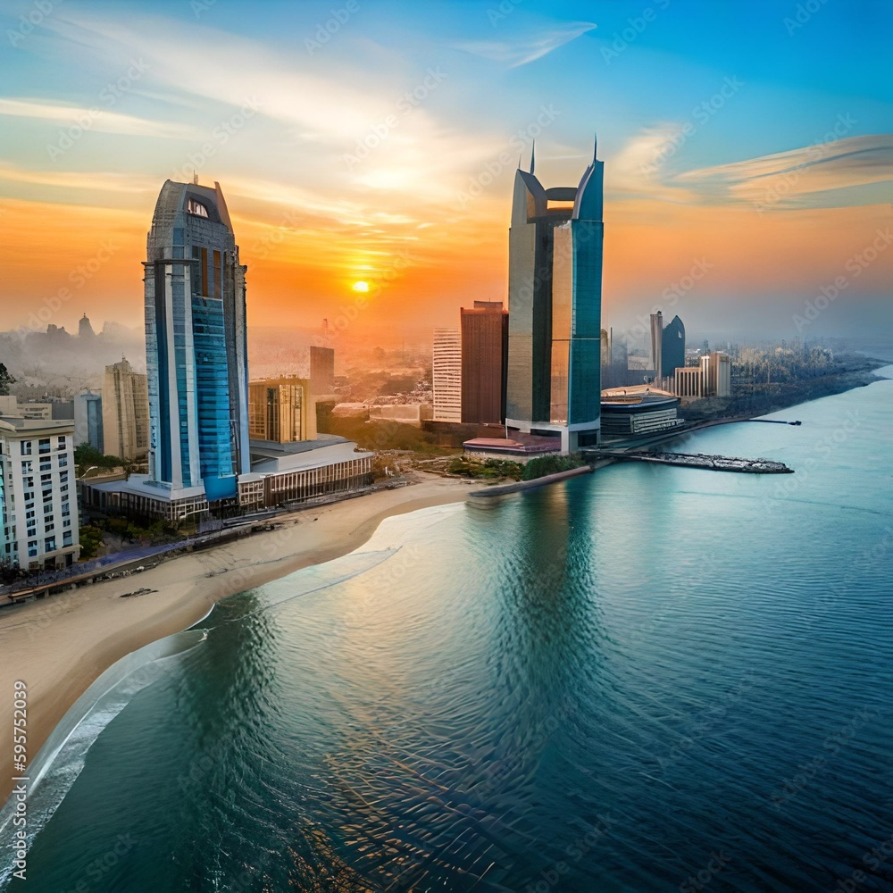 BEACH, BEACH CITY, BUILDING BY THE SEA SHORE, SEA SHORE, KARACHI ...