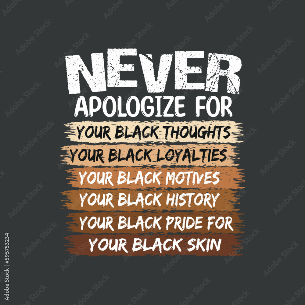 Never Apologize Black History Month BLM Melanin Pride Afro T-Shirt ...