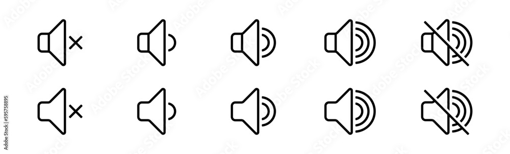 Speaker icon set. volume icon vector. loudspeaker icon vector. Mute and ...