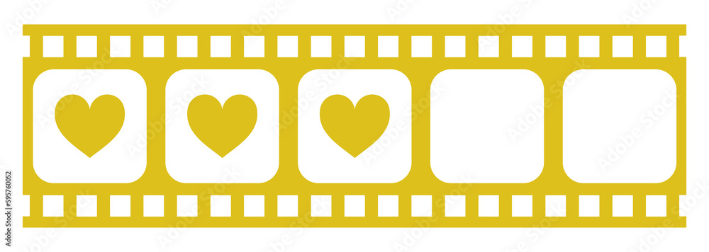 Heart Shape in the Filmstrip Silhouette, Movie Sign for Romantic or ...