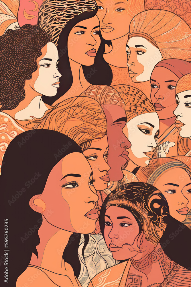 Diverse faces of different ethnicity poster. Empowerment Woman Movement ...
