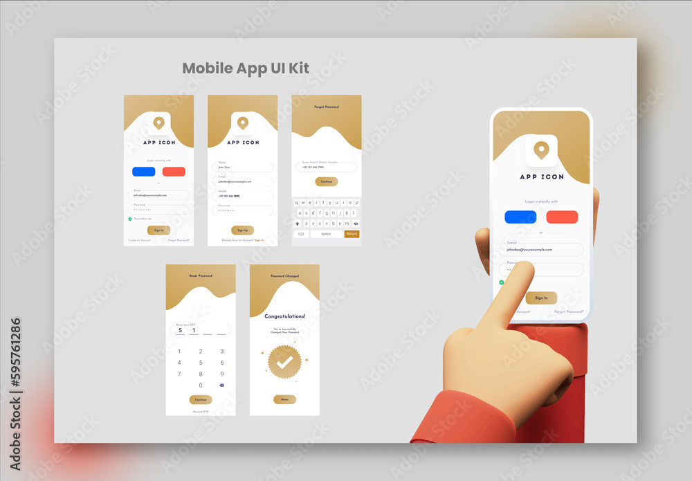 Sign Up, Sign In and Forgot Password, Mobile App Screens. Colorful ...