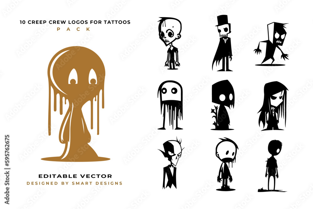 Creep Crew Logos for Tattoos Pack x10 Stock Vector | Adobe Stock