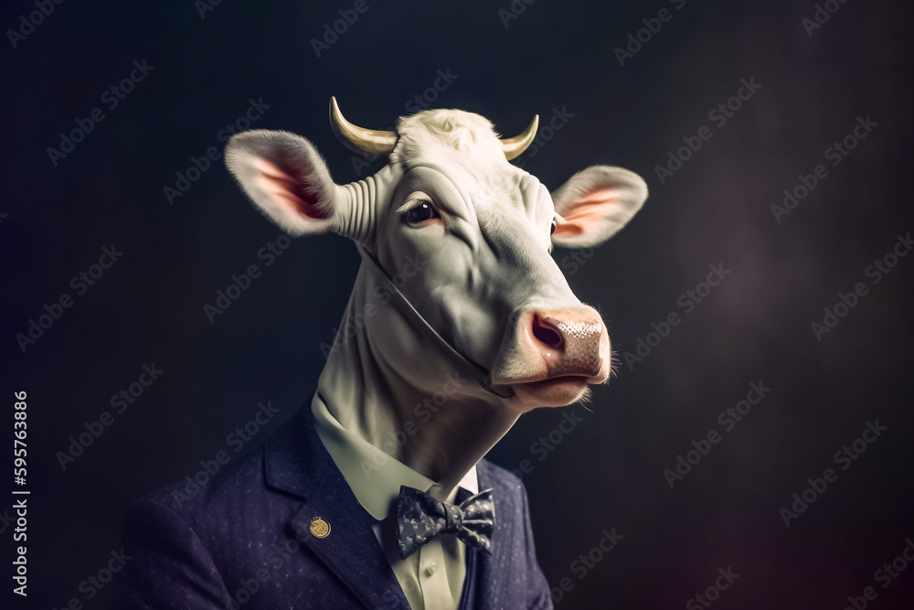 a male cow in a business suit exudes a sense of professionalism and ...