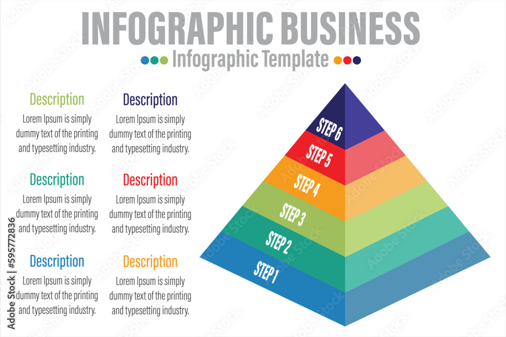 Infographic template for business. 6 steps Modern Mindmap pyramid level ...