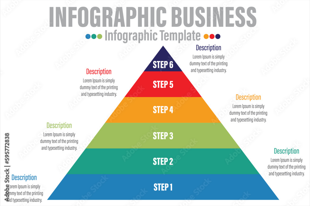 Infographic template for business. 6 steps Modern Mindmap pyramid level ...