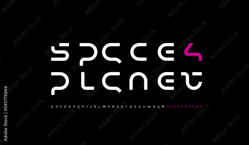 Technology science font, digital cyber alphabet made futurism style ...