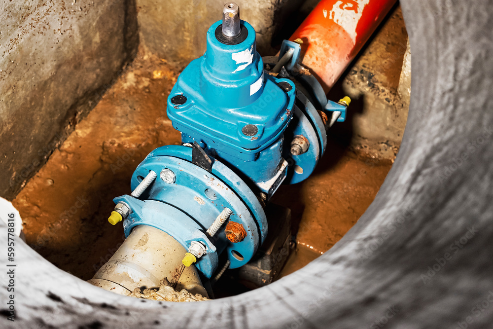 Sewer valve and revision during the construction of a house. Sewerage ...