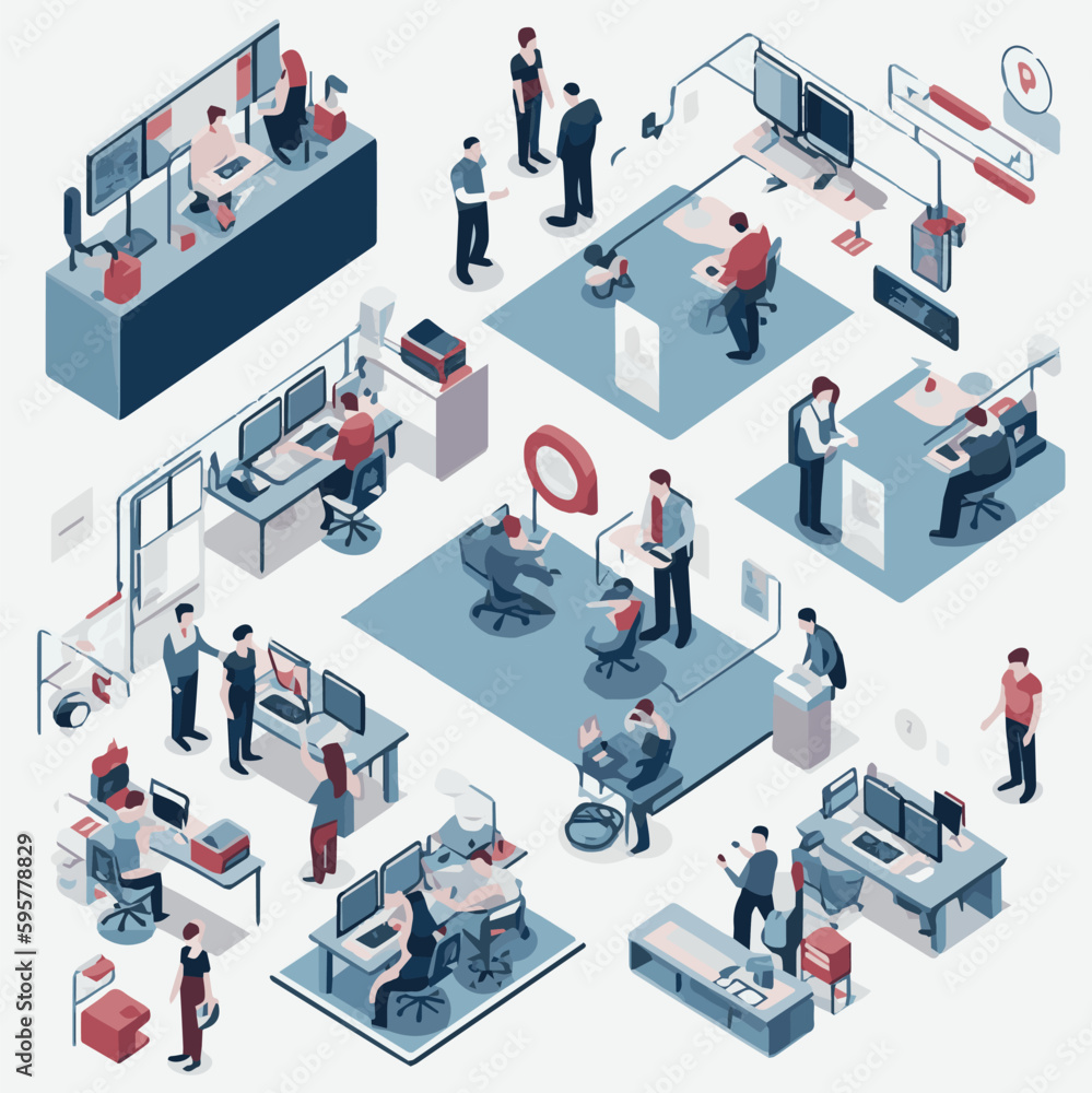 People in open space office concept design. Can use for web banner ...