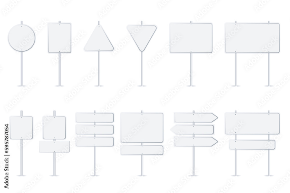 Road signs mega set elements in flat design. Bundle of white street ...