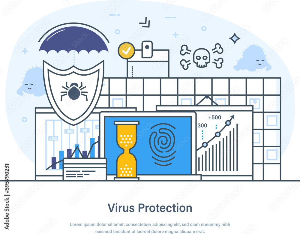 Cyber defence network security digital protection system concept ...