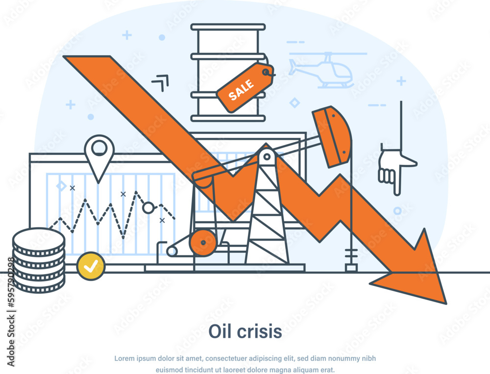 Crisis in oil and gas industry, oil barrel price falling down ...