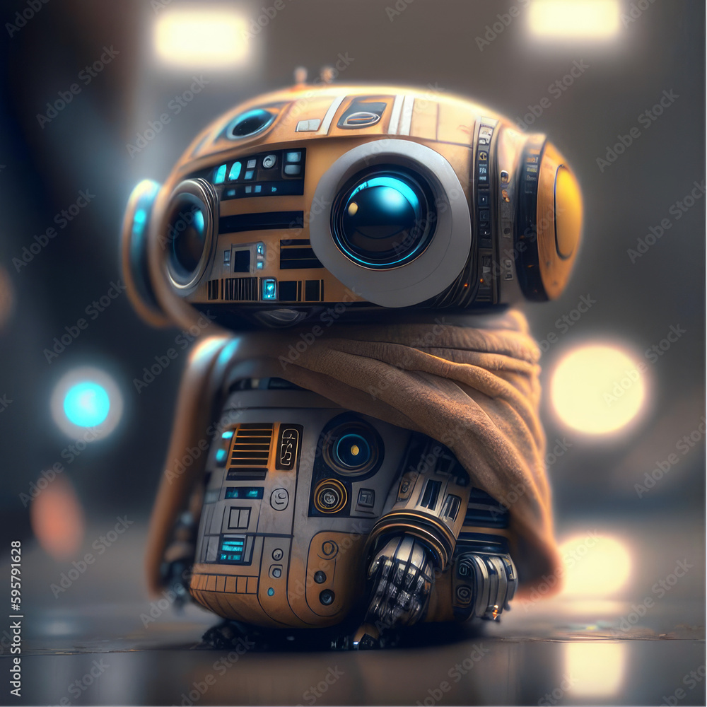Cute little 3D animated robot Yoda ilustração do Stock | Adobe Stock