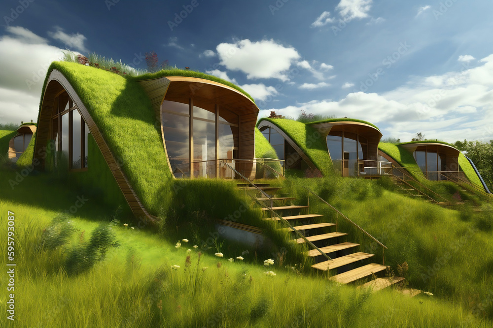 Ecological houses and green construction. AI Generated Stock ...